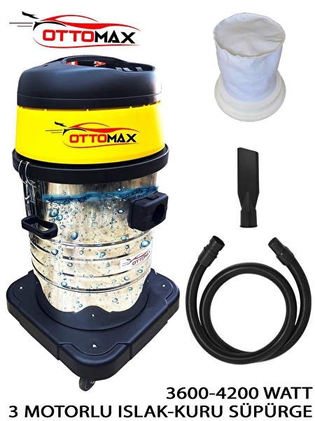 Ottomax OTX-55-3-WDM 4200 Watt 3 Motorlu Islak Kuru Sanayi Tipi Oto Süpürgesi Endüstriyel ...
