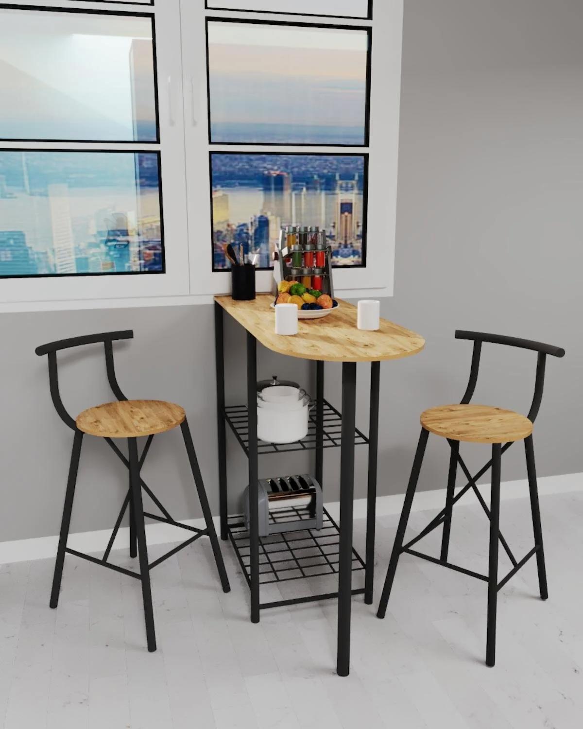 Mutfak Bar Masa Sandalye Takımı Katlanır Bar Sandalye 2 Kişilik Mutfak ...