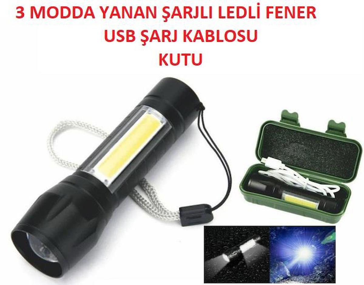 El Feneri Şarjlı Kamp Avcılık Feneri Mini Led Zoom Fener Üç Fonksiyon ...