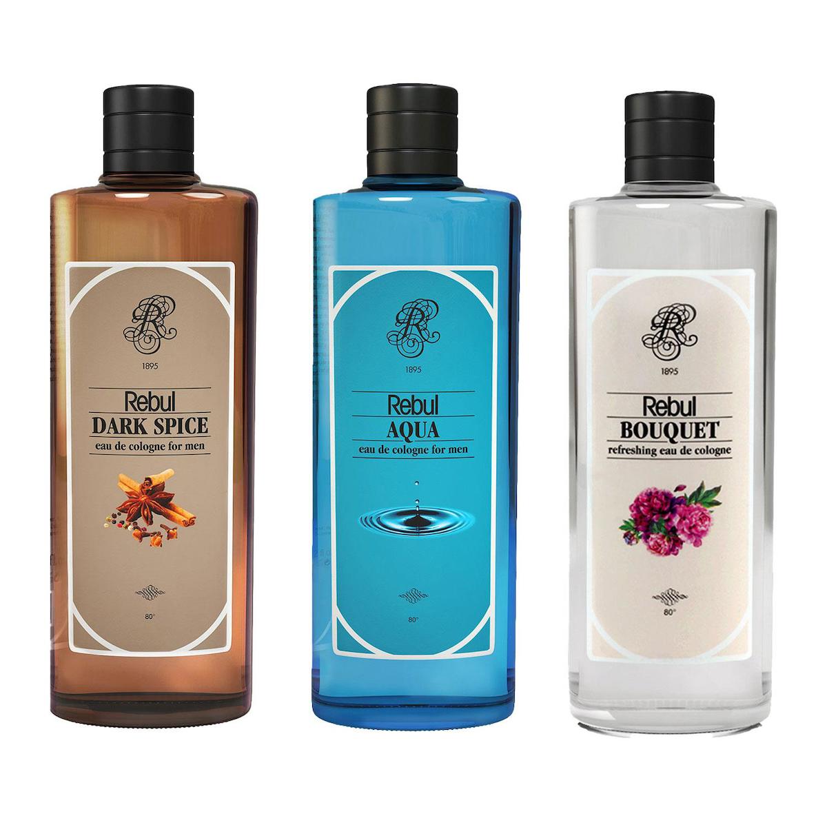 Rebul Kolonya Aqua 250 ML + Dark Spıce 250 ML + Bouquet 250 ML ...