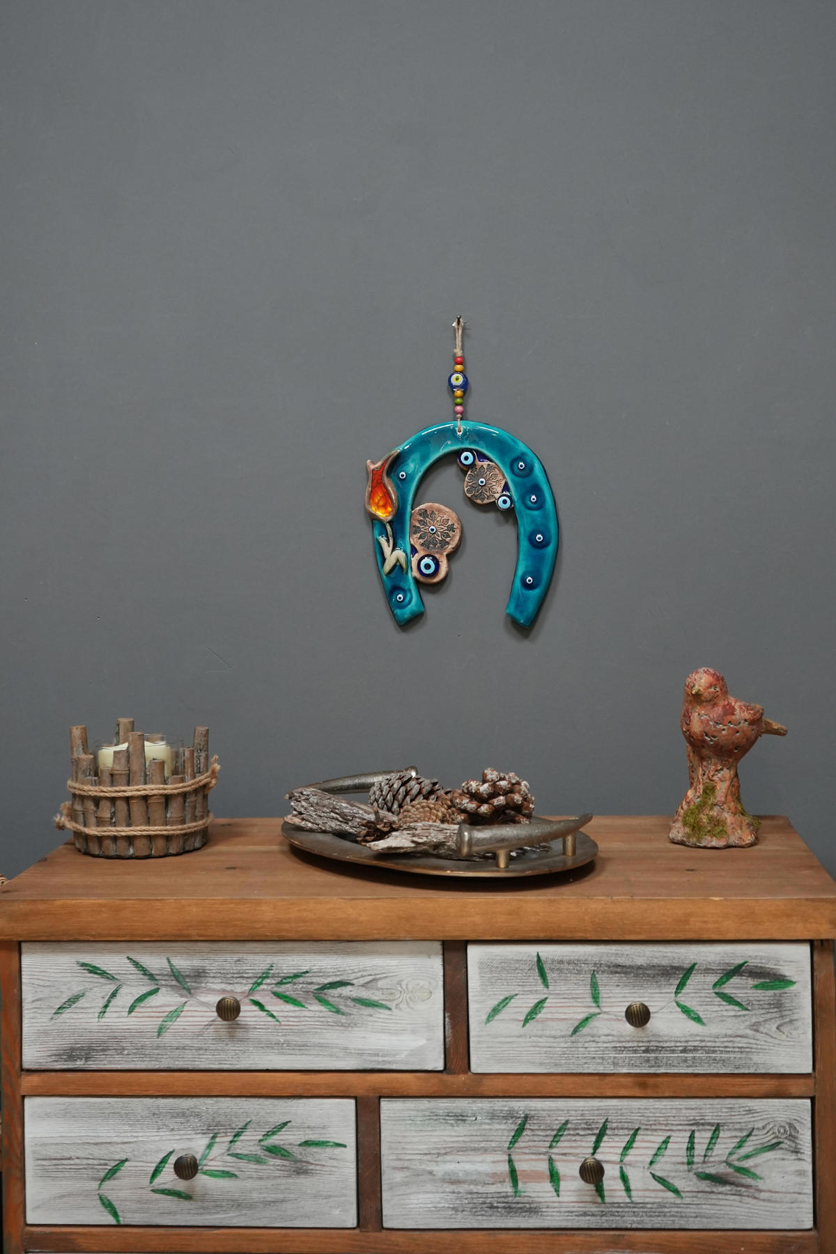 At Nalı El Yapımı Seramik Duvar Süsleri Nazar Boncuklu Hediyelik Duvar ...