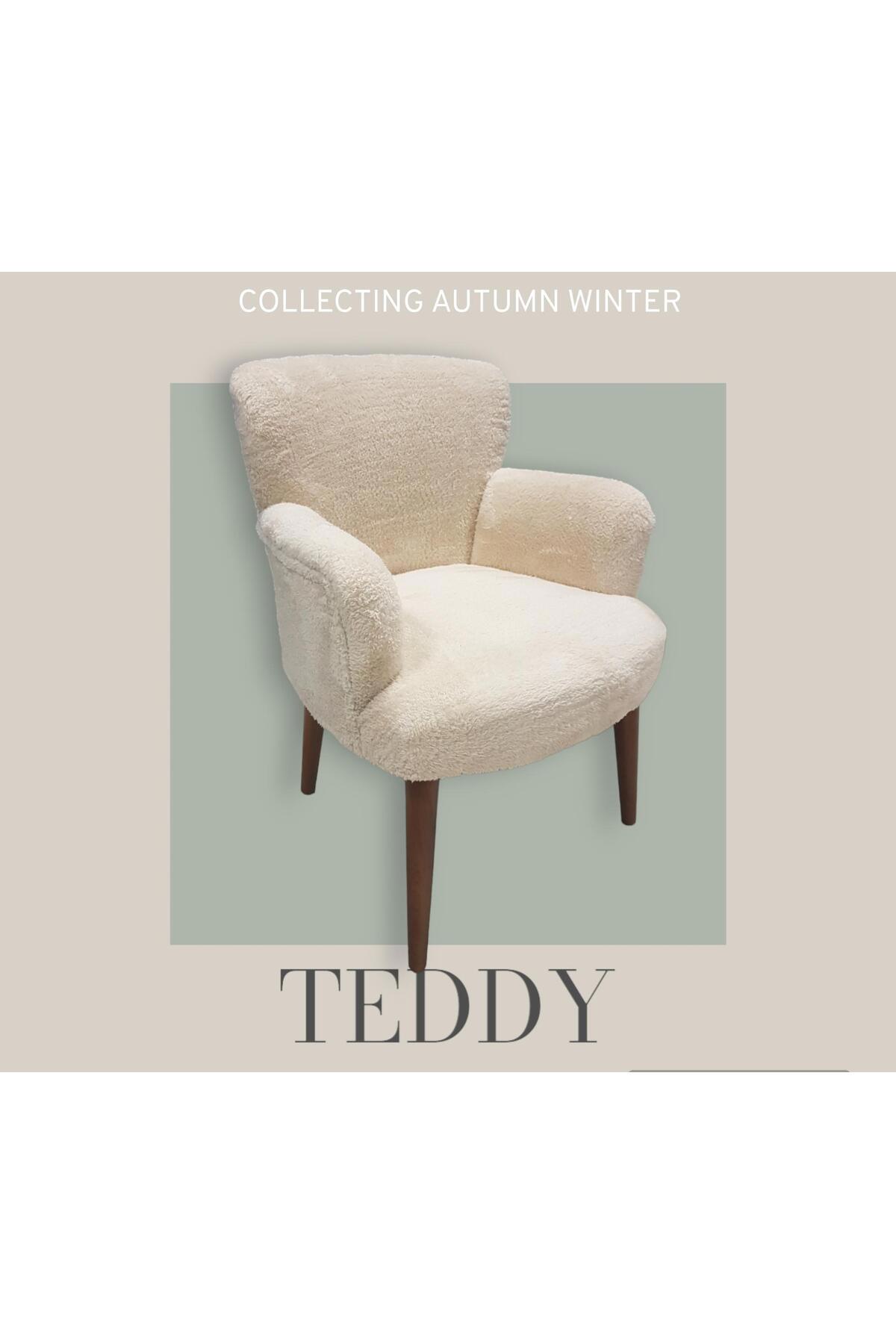 Teddy Kumaş Ahşap Ayaklı Puffy Çay Seti Koltuk Ofis Koltuğu Balkon ...