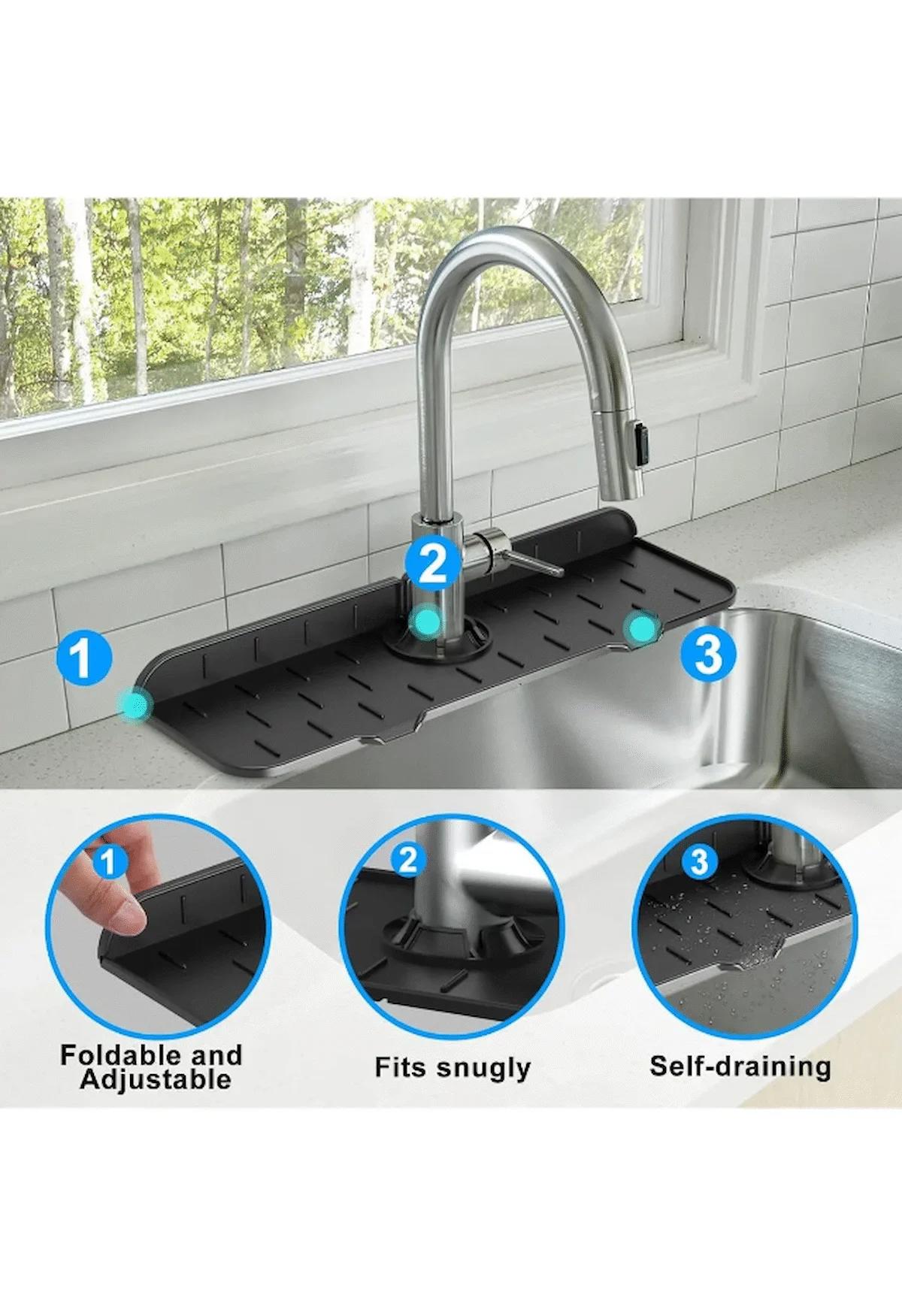 Premium Kalite Evye Mutfak Lavabo Bataryası Musluk Altı Su Emici Matı ...