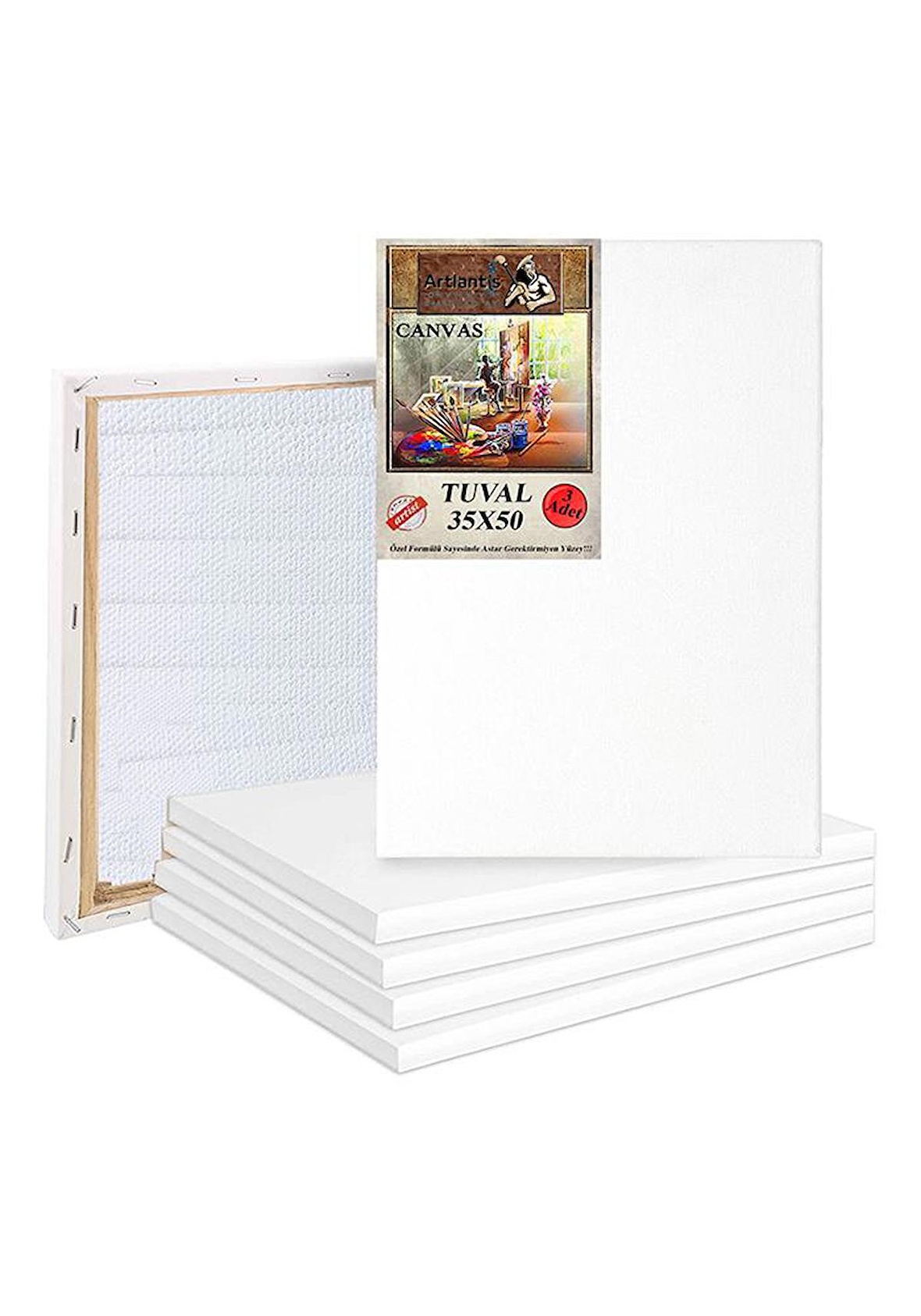 Tuval 35x50 Arkadan Zımbalı Astarlı 3 Adet Resim Tuvali 35*50 Öğrenci ...