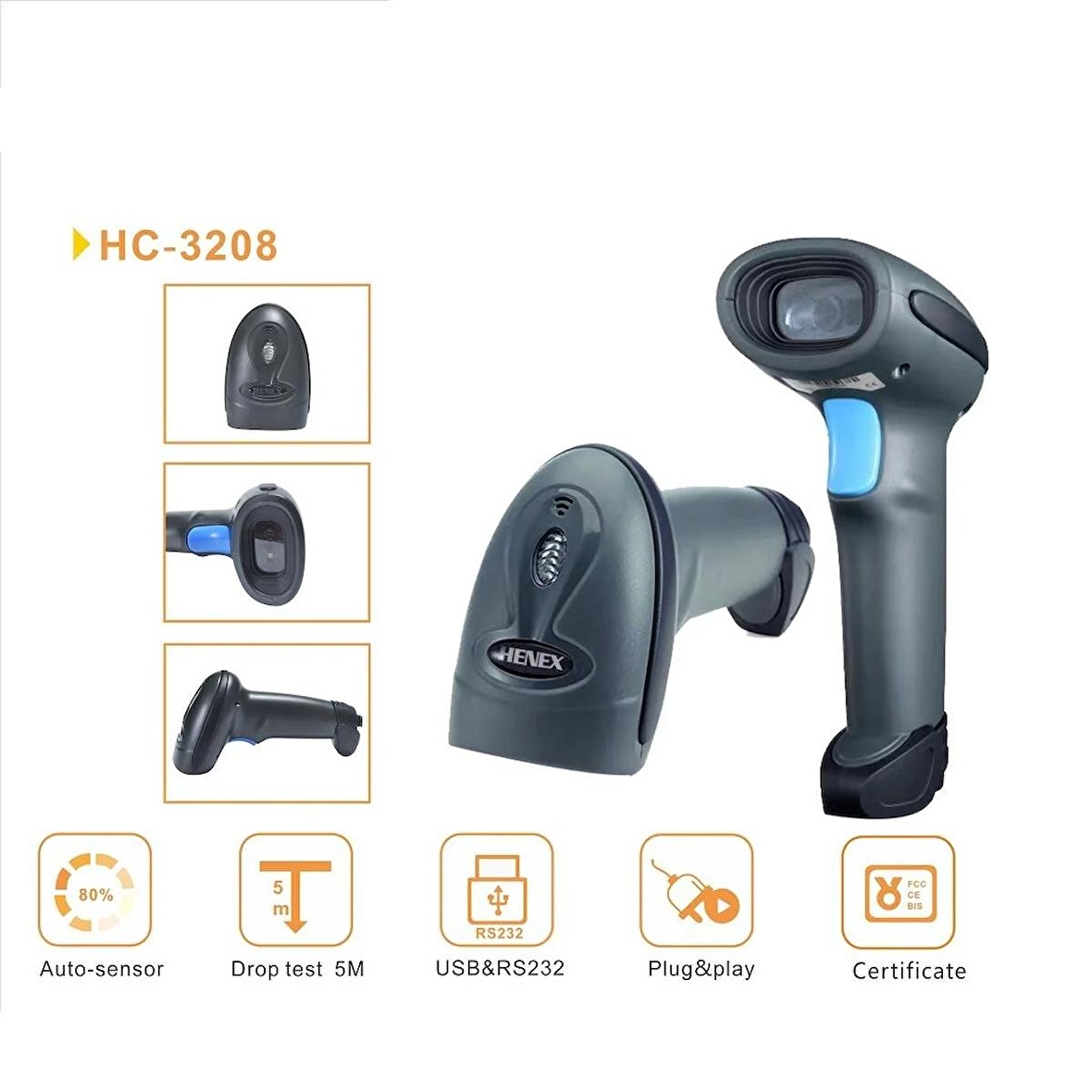 HENEX HC-3208 2D USB EL TİPİ KABLOLU KAREKOD VE BARKOD OKUYUCU Fiyatları ve Modelleri - Pazarama