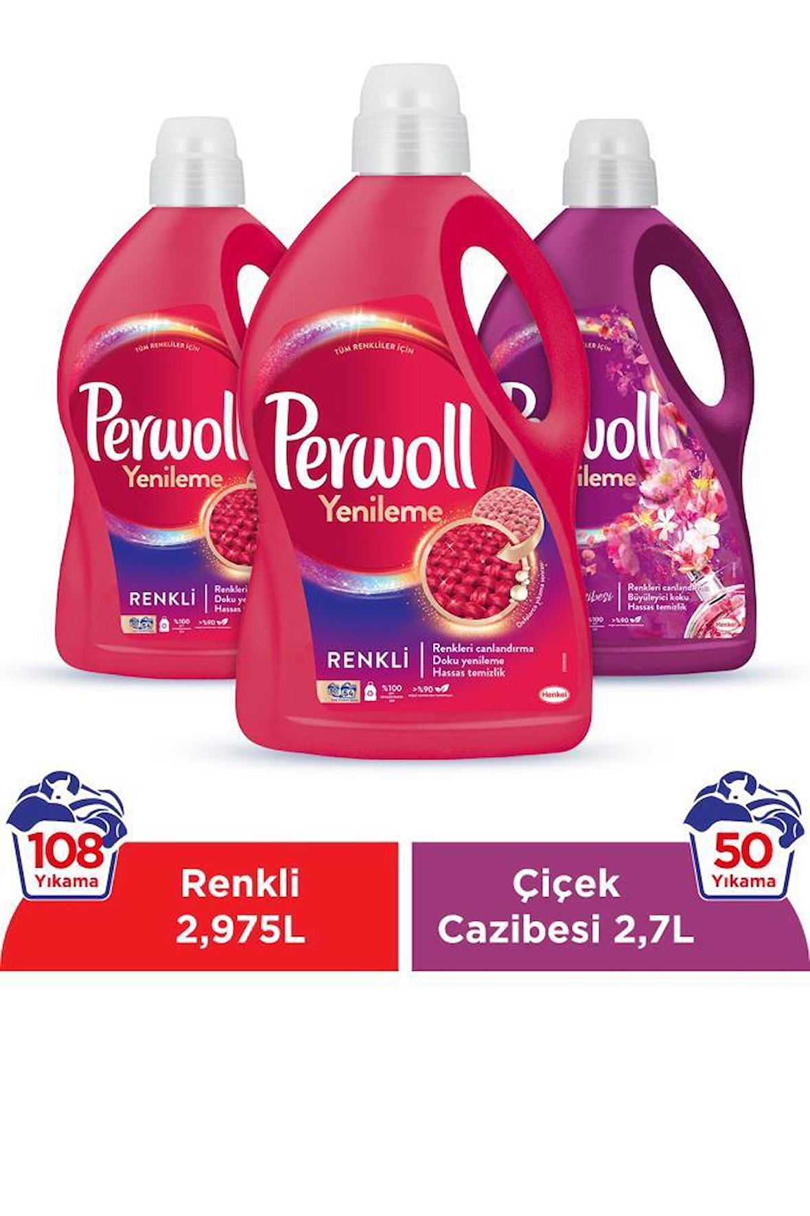 Perwoll Hassas Bakım Sıvı Çamaşır Deterjanı Renkli 2 x 2.97 L + Çiçek ...