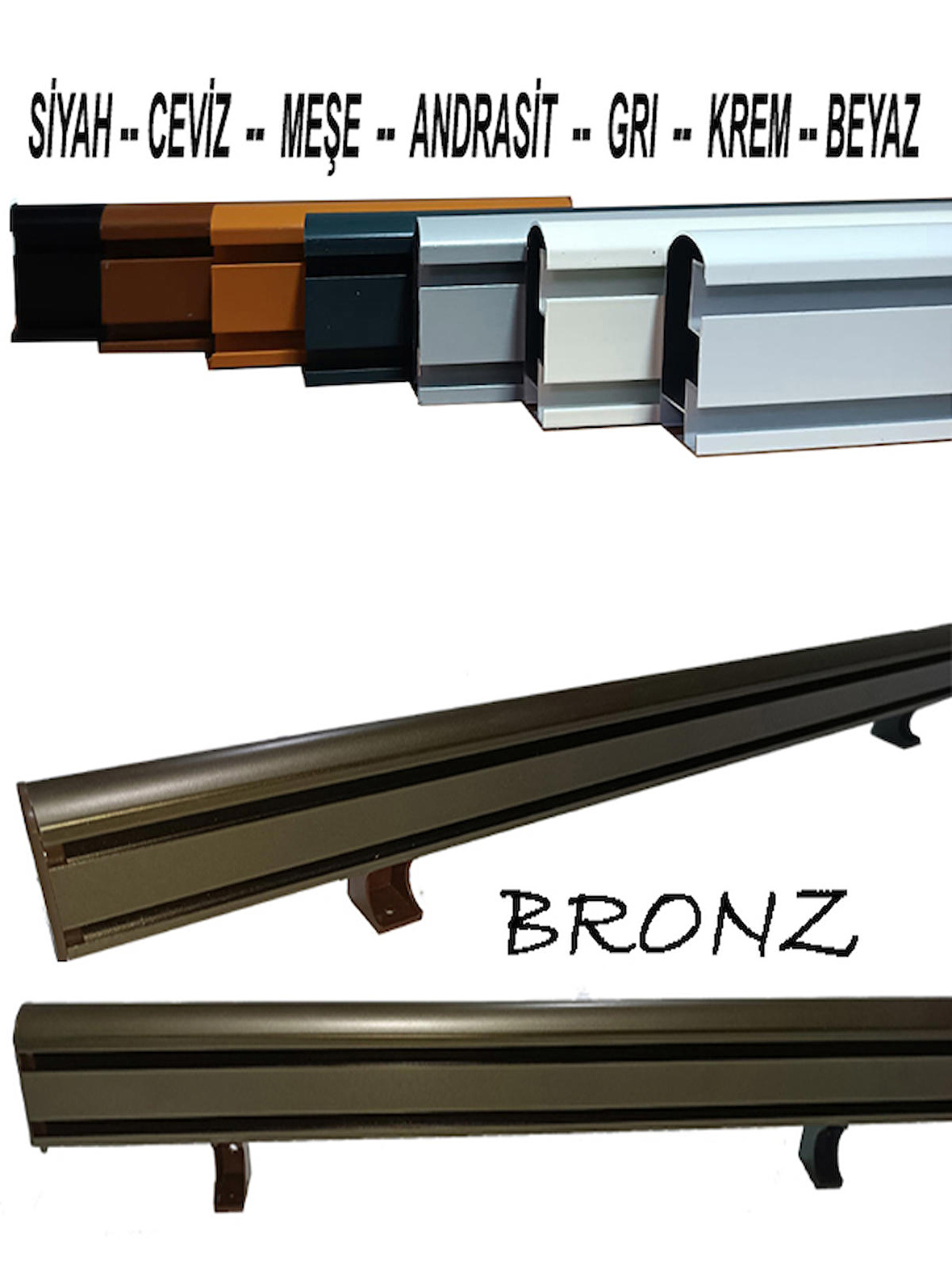 Dekoratif Perde Ray Kornişi Alüminyum 2 KANALLI Ray BRONZ CM 140 ...