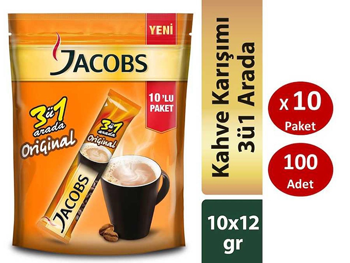 Jacobs Original 3'ü 1 Arada 12 gr 10x10'lu Hazır Kahve Fiyatları ve Modelleri - Pazarama