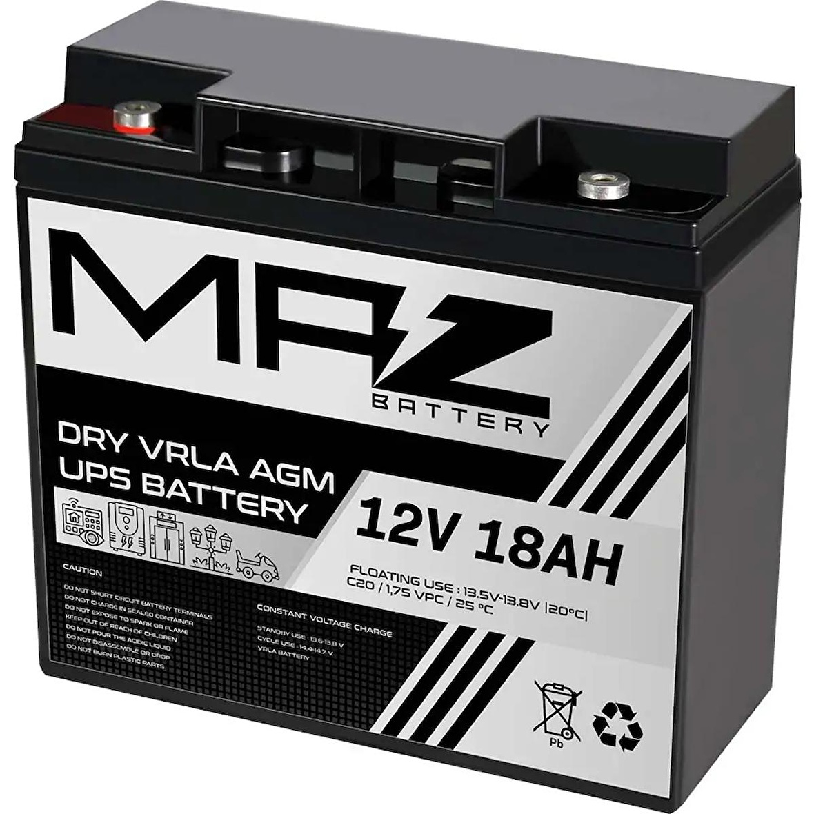 MAZ Akü 12 Volt 18 Amper Kuru AGM VRLA UPS Akü 12V 18AH Yeni Ürün ...