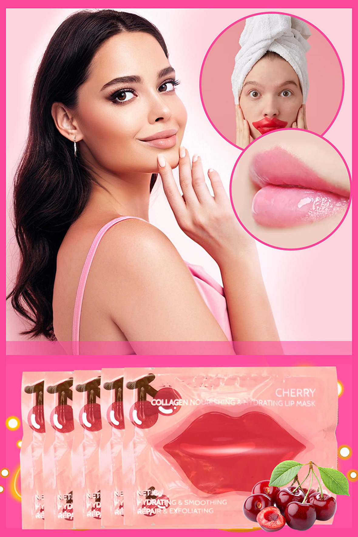 Xolo 5 Adet Kiraz Aromalı Kolajen Dudak Maskesi Besleyici ...