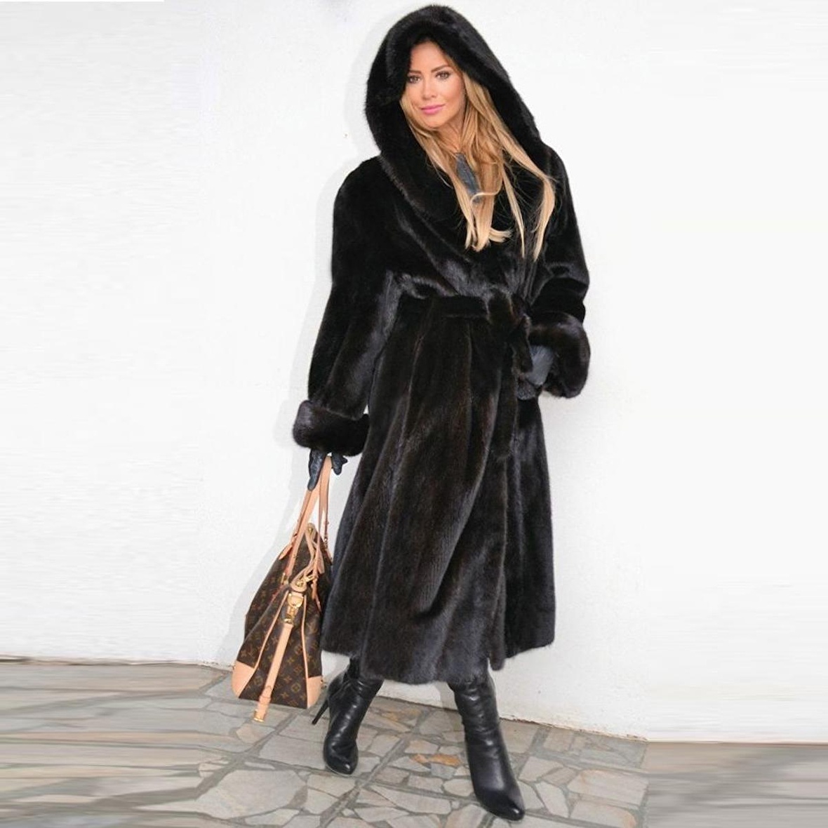 Barbora Kışlık Kürk Kadın Ceket Tam Boy bt296siyah2 Fiyatları ve ...