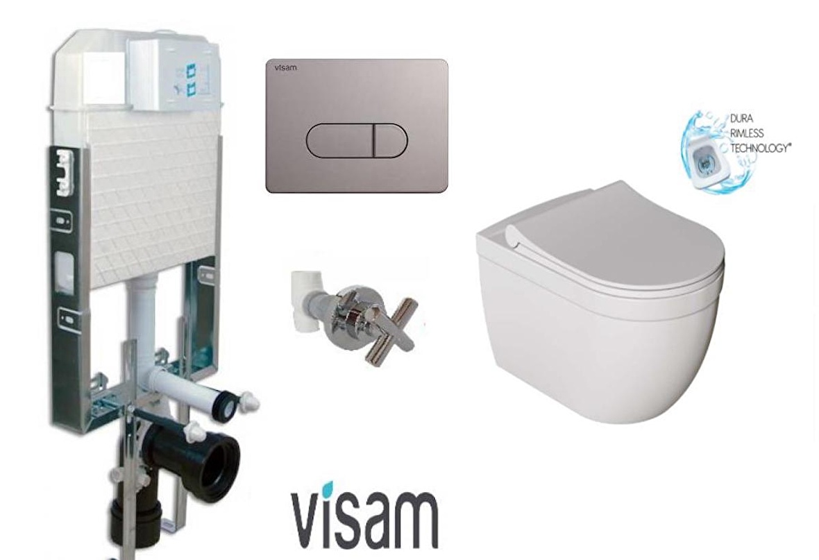 Visam-Dura Rimles Gömme Rezervuar Asma Klozet Seti Sirius 5 Parça Tam ...
