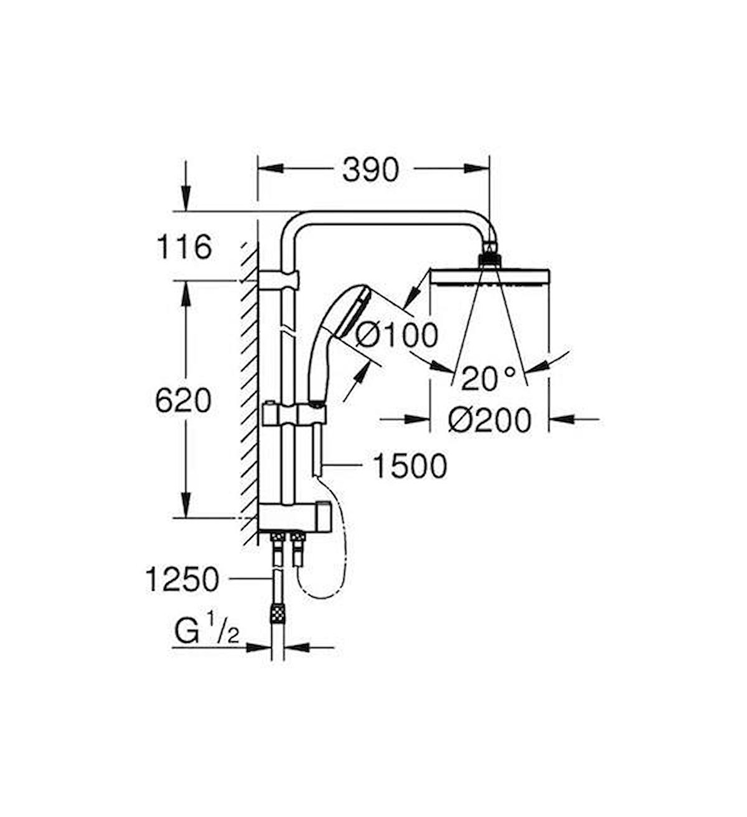 Grohe 34779000 Gümüş Çift Başlıklı Kolonlu Silindir Banyo Bataryası ...
