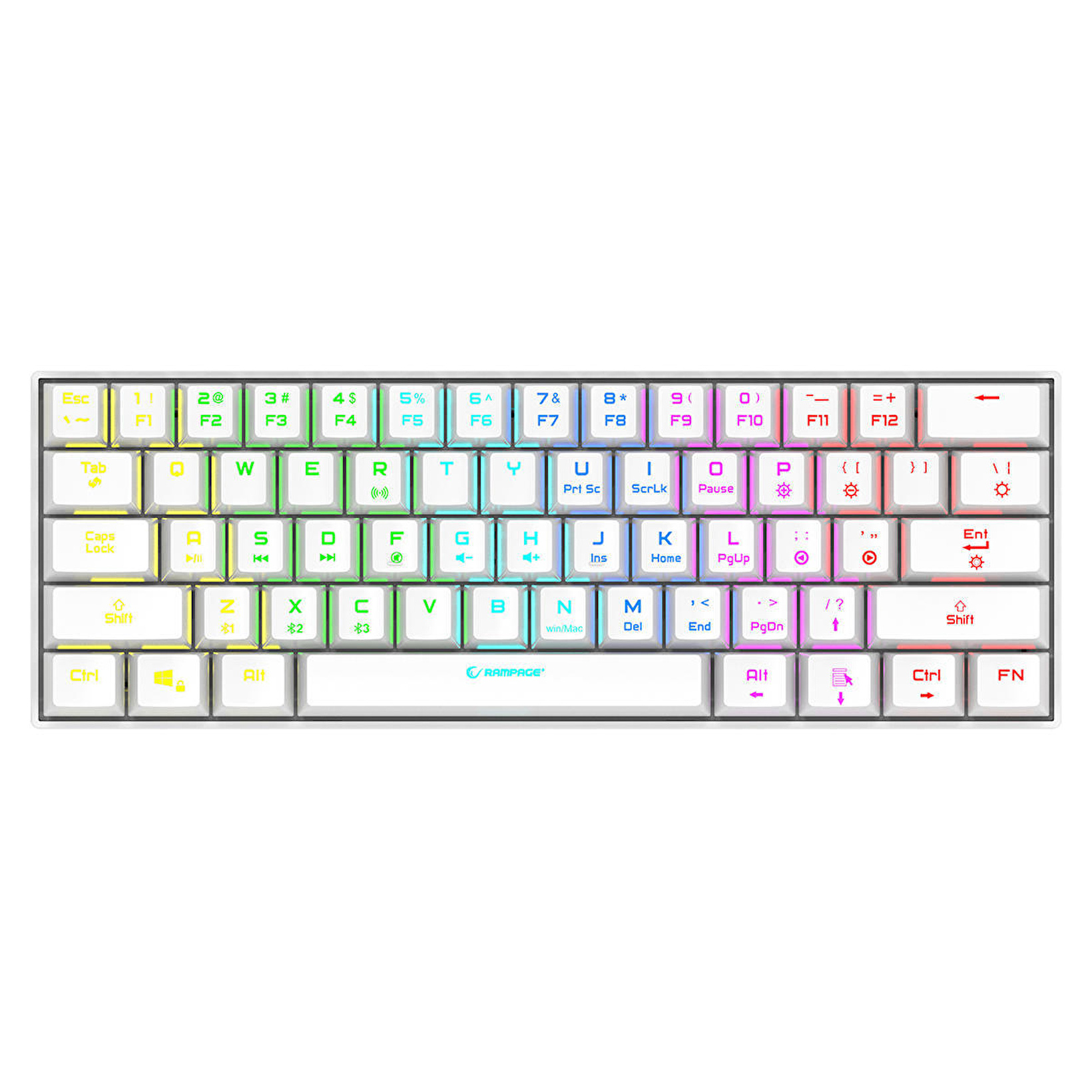 Rampage KB-RX63 B-ATOM Beyaz Bluetooth RGB Backlight Blue Switch ...