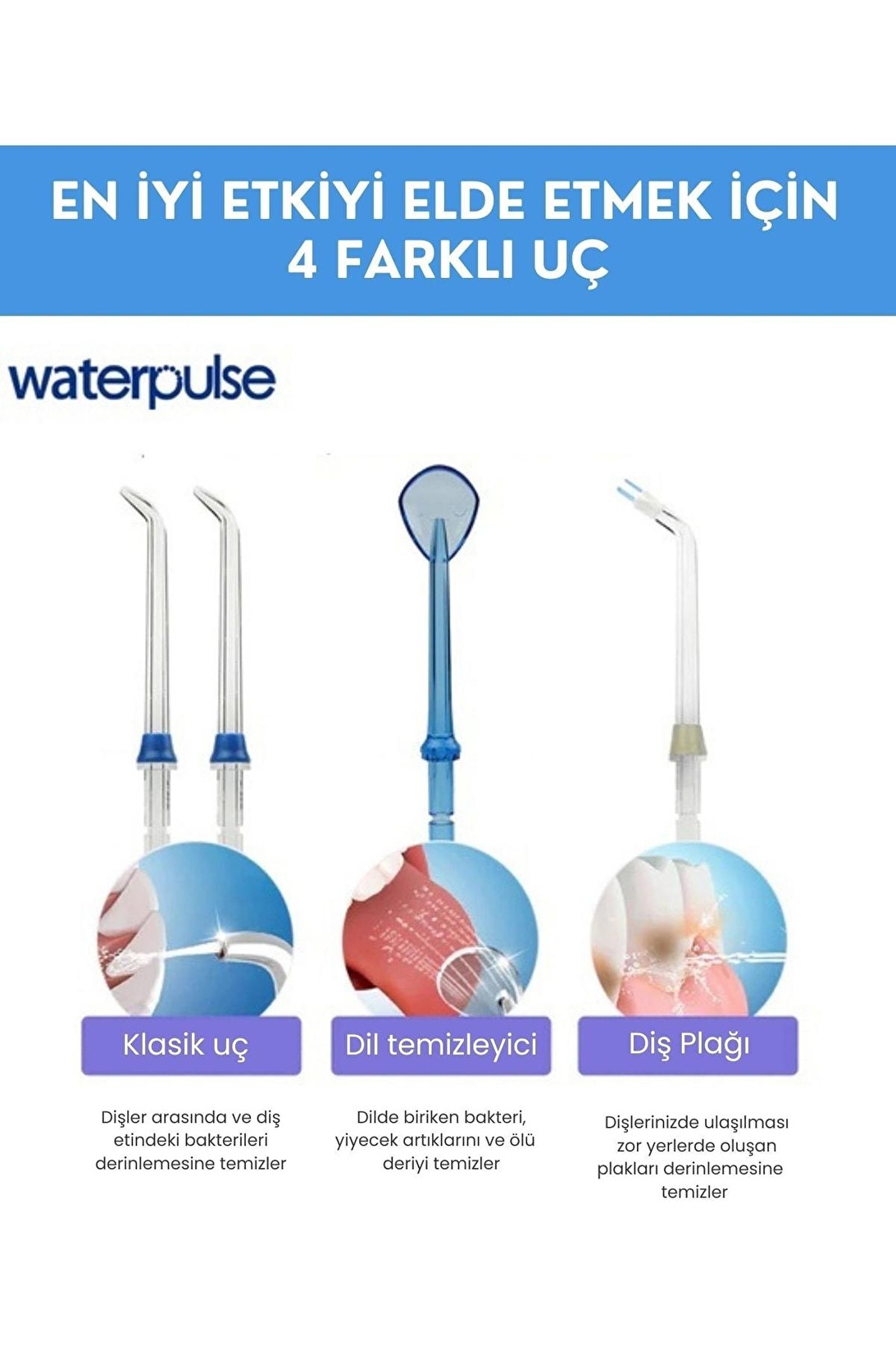 Waterpulse Water Flosser V500 Kablosuz Taşınabilir Ağız Duş Bakım Seti ...