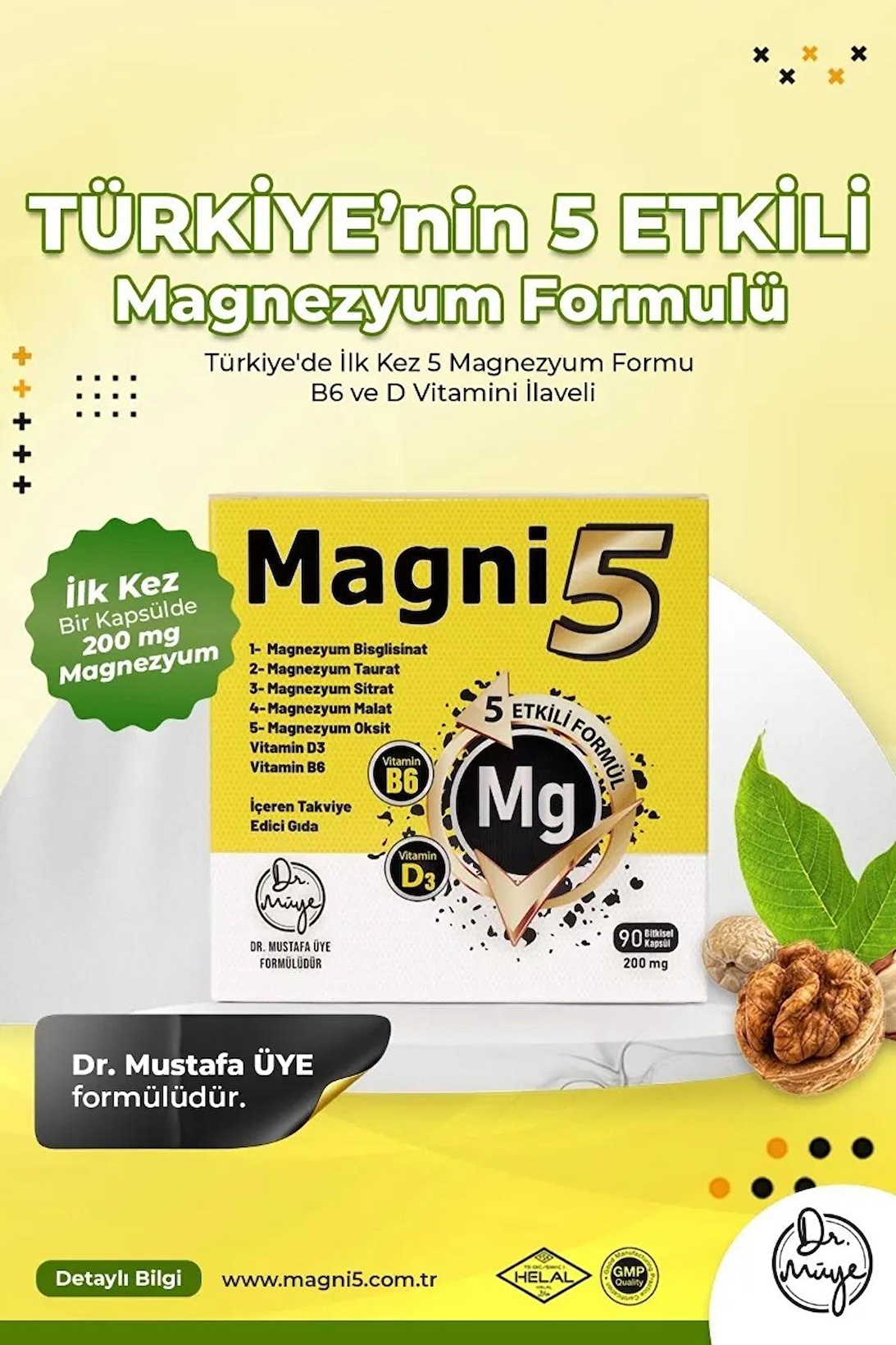 Magni5 Magnezyum 5 Etkili Form 3 Aylık 90 Kapsül B6 D3 Vitamini ...