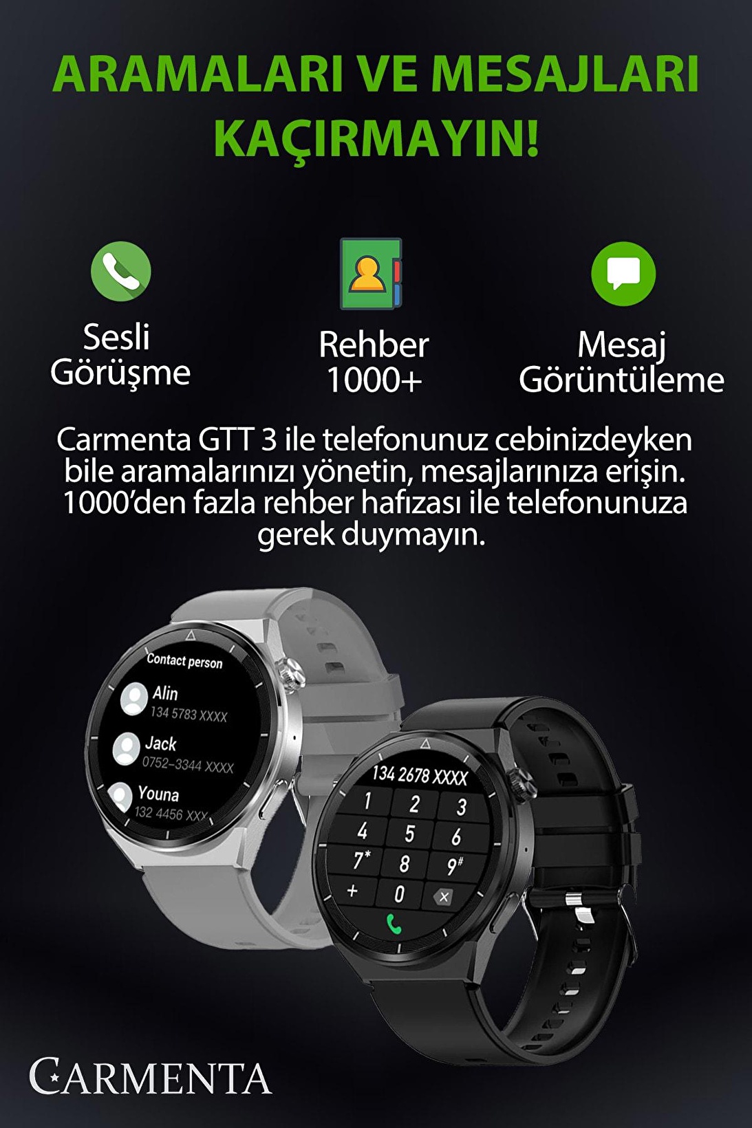 GTT 3 Akıllı Saat - Arama Yapan Akıllı Saat, EKG, IOS Android Uyumlu Akıllı Saat Fiyatları ve ...