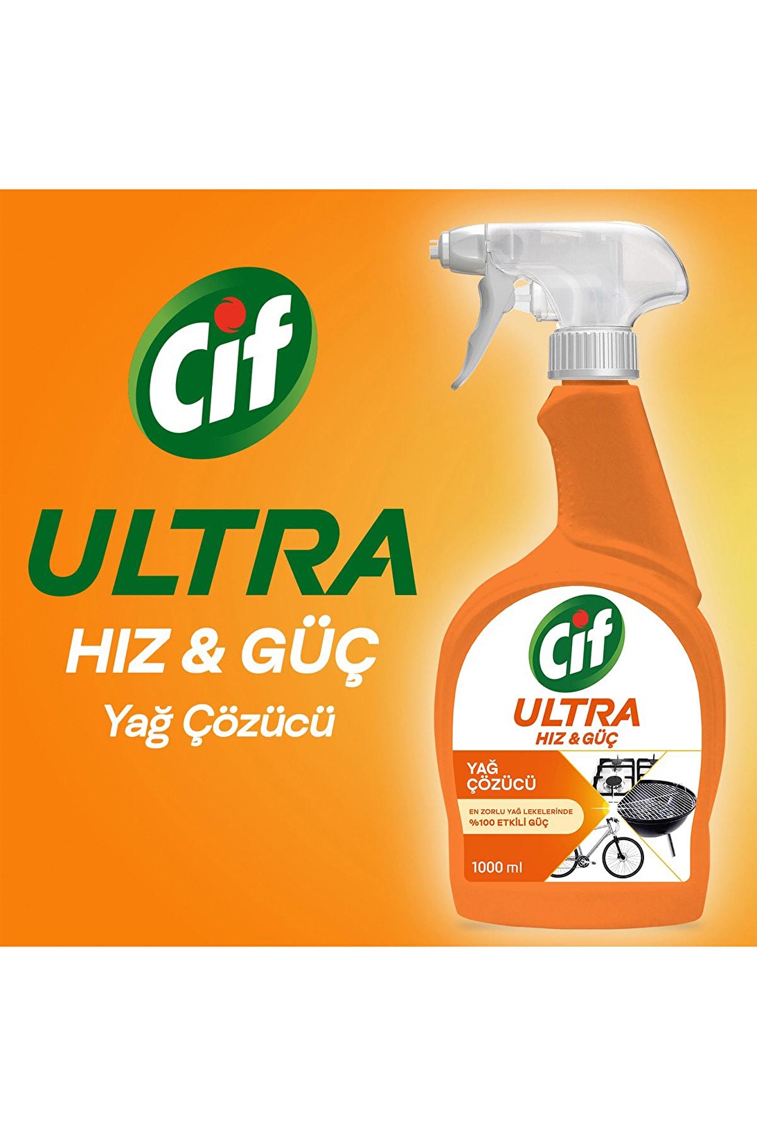 Cif Ultra Hız & Güç Yağ Çözücü Sprey 1000 ml Leke ve Kir Çıkarıcı x2 ...
