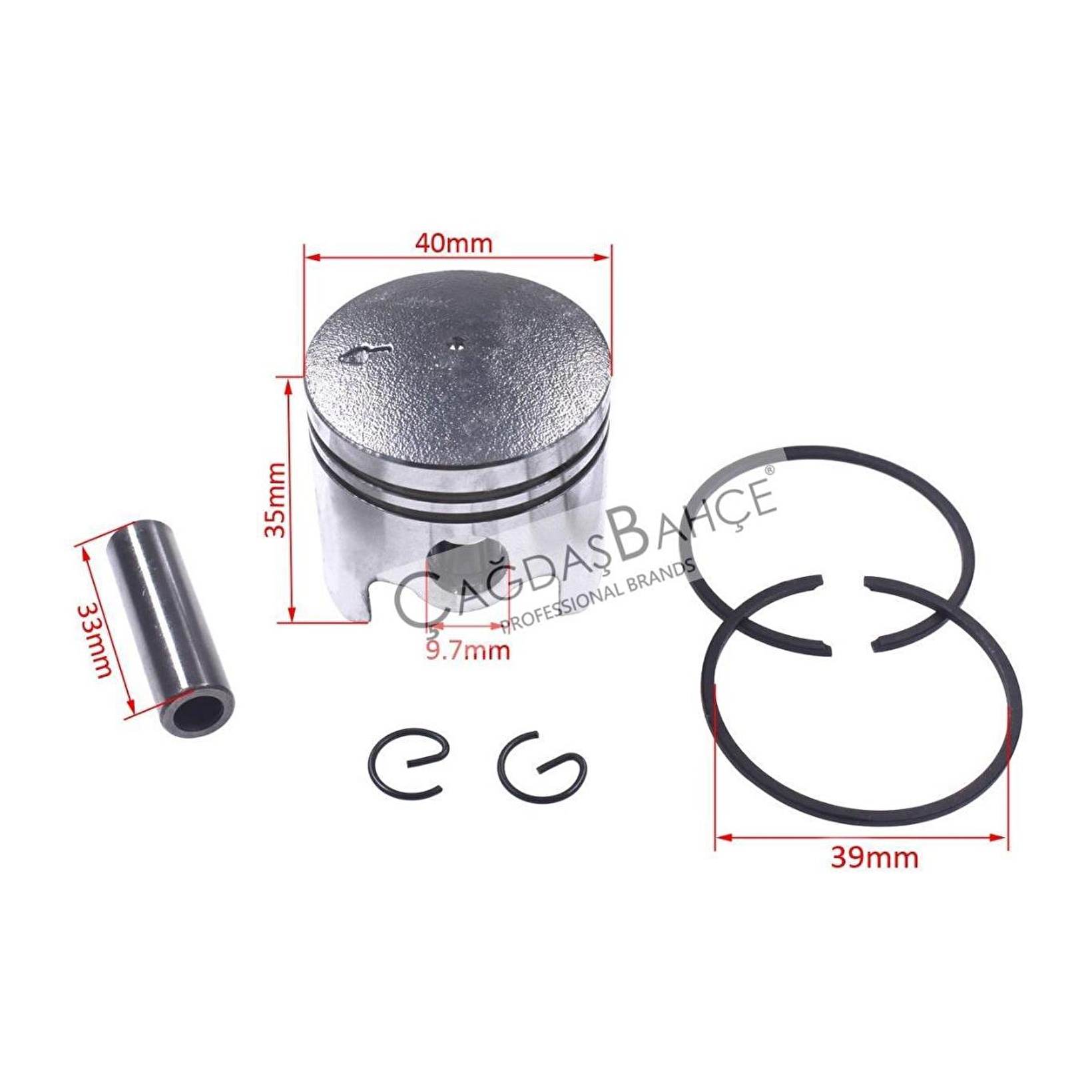 BG430 / CG430 TIRPAN PİSTON SEGMAN SETİ KOMPLE 40MM Fiyatları ve ...