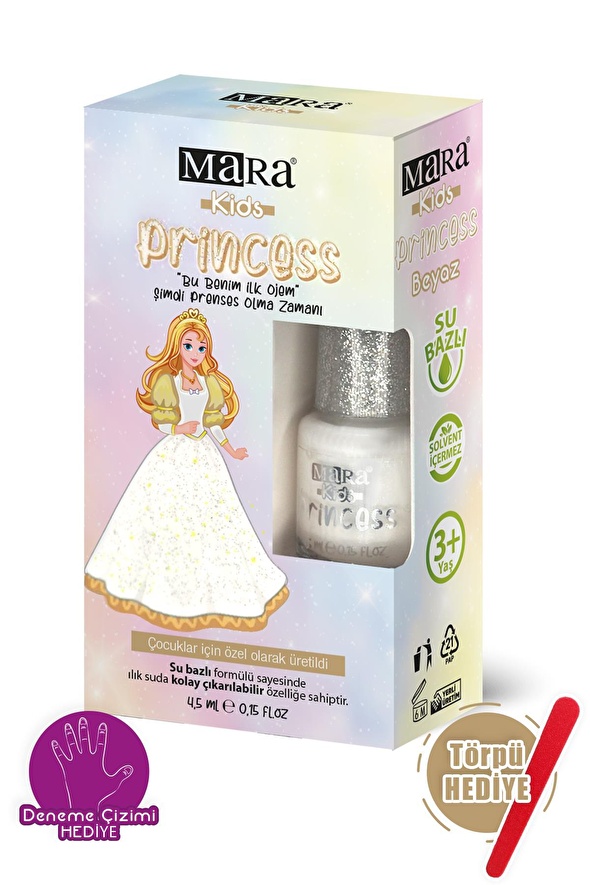 Mara Princess Yıkanabilir Su Bazlı Çocuk Ojesi - Beyaz (Törpü Hediyeli ...