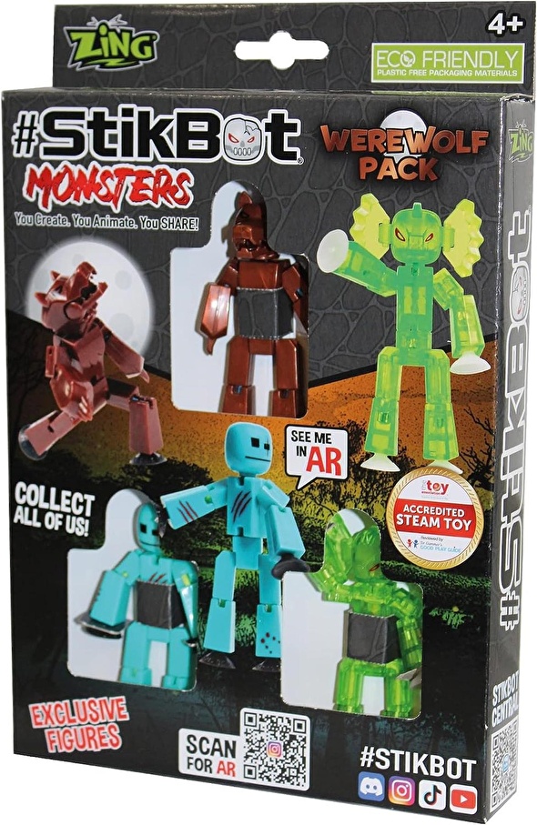Zing Stikbot Monster Werewolf Pack 3'lü Oyuncakları Figürleri Oyun Seti ...