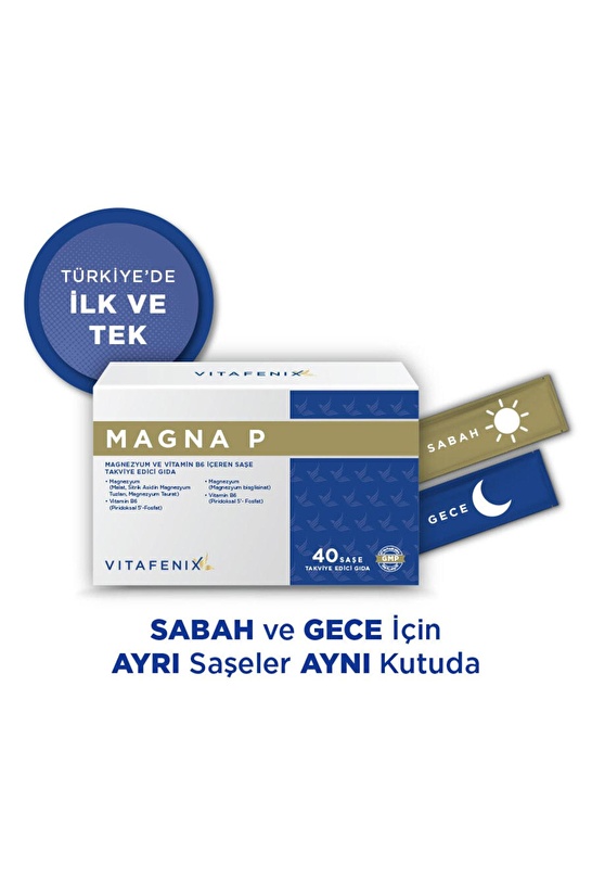 Magna P Magnezyum Ve Vitamin B6 Içeren Takviye Edici Vegan Gıda 40 Saşe ...