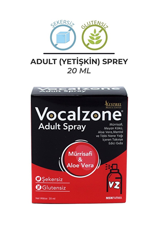 Vocalzone Klasik Pastil 12'li + Vocalzone Adult (Yetişkin) Sprey 20ml ...