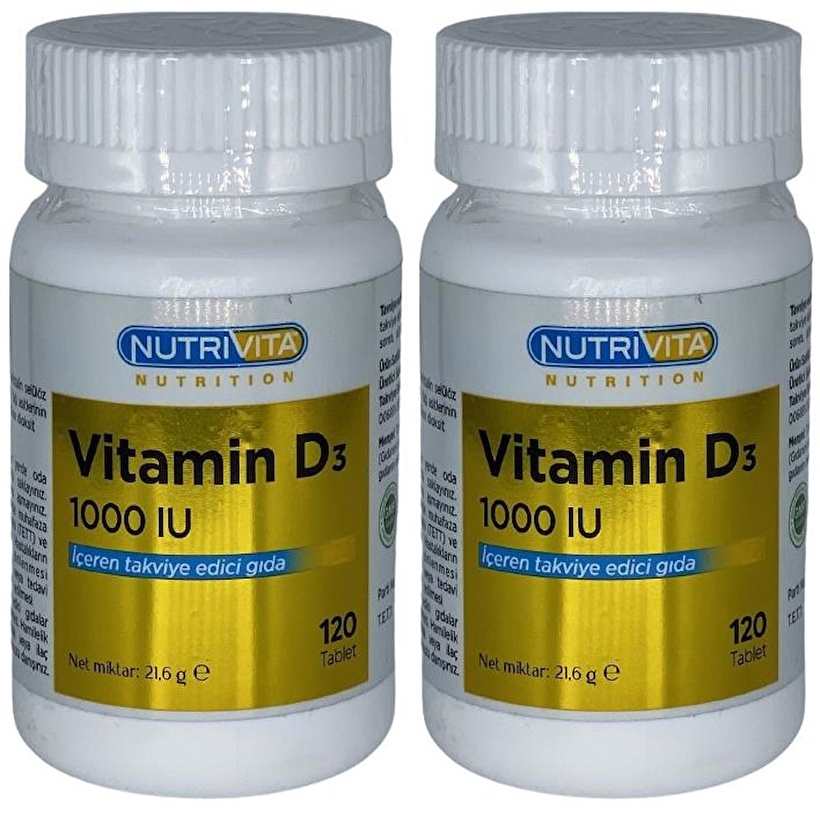 Nutrivita Nutrition Vitamin D3 Vitamini 1000 IU 2x120 Tablet Fiyatları ...